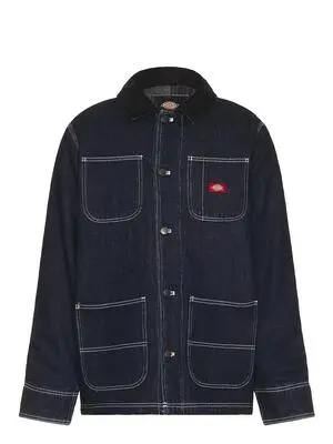 Dickies Denim Blanket Lined Chore Coat - Rinsed Indigo Blue