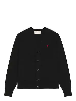 Ami Buttoned Cardigan - Black & Red