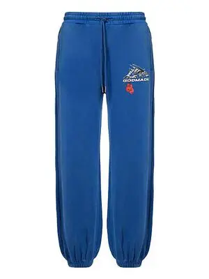 GODMADE Brand-print Straight-leg Cotton-jersey Jogging Bottoms - Blue