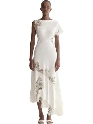 A.L.C. Alessia Textured Satin And Lace Maxi Dress - Creme