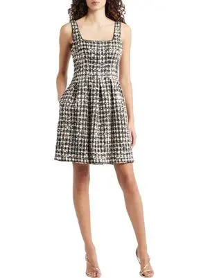 VINCE CAMUTO Sequin Bouclé Fit & Flare Dress