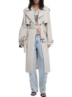 Desigual Belted Trench Coat - Beige
