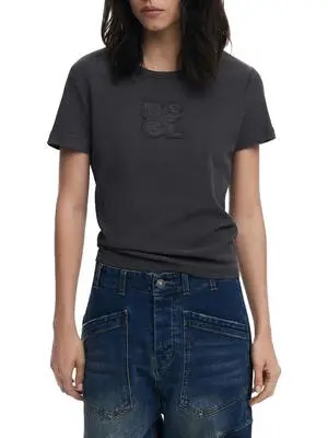 DESIGUAL Logo Patch Stretch Cotton T-Shirt