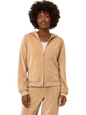 PACT Organic Cotton Pure Velour Zip Hoodie - Sesame