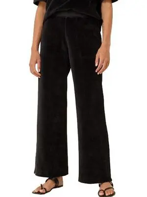 PACT Organic Cotton Pure Velour Wide Leg Pants - Black