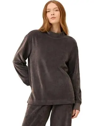 PACT Organic Cotton Pure Velour Cozy Pullover - Graphite