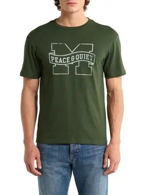 MUSEUM OF PEACE & QUIET Banner Logo Cotton T-shirt - Forest