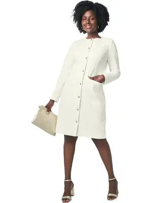 JESSICA LONDON Single Breasted Jacket Dress - Ivory
