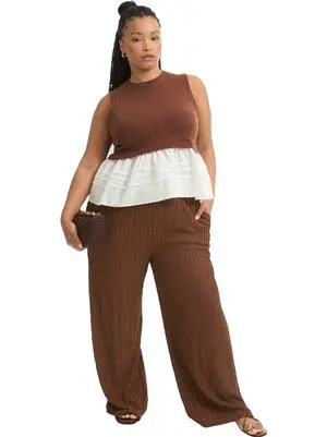 JUNE + VIE Knitted Pull-On Pants Cappuccino