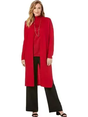 JESSICA LONDON Cashmere Duster Sweater - Classic Red