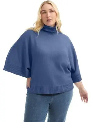 JUNE + VIE Relaxed-Fit Turtleneck Sweater Ink Blue