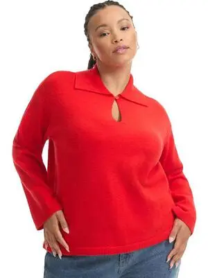 JUNE + VIE Polo Shirt Sweater Fiery Red