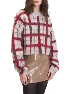 Deluc Plaid Jacquard Mock Neck Sweater - Mink