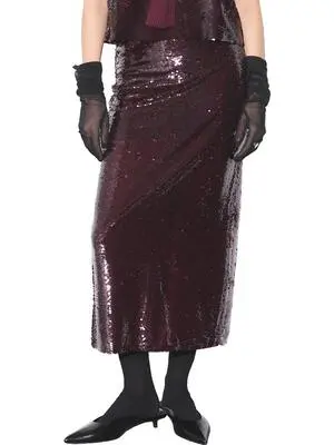 Deluc Logan Sequin Maxi Skirt Bordeaux