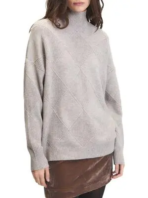 Deluc Textured Mock Neck Sweater - Light Grey Melange