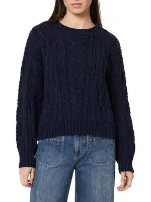 Habitual Cable Stitch Crewneck Sweater Dark Navy