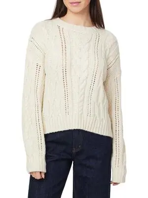 Habitual Cable Stitch Crewneck Sweater Whisper White