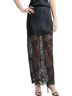 LOVESHACKFANCY Ilene Satin & Lace Skirt