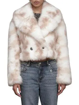 Avec Les Filles Faux Fur Cropped Jacket - Cream-tan