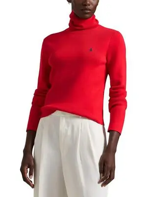 Polo Ralph Lauren Pima Cotton Blend Turtleneck Sweater - Pandora Red