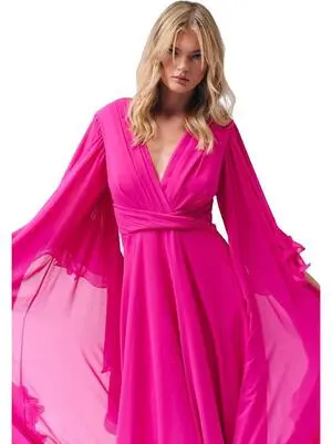LE FAFO Ruffled Maxi Dress - Magenta