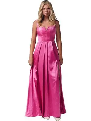 LE FAFO Square Neck Maxi Gown - Pink
