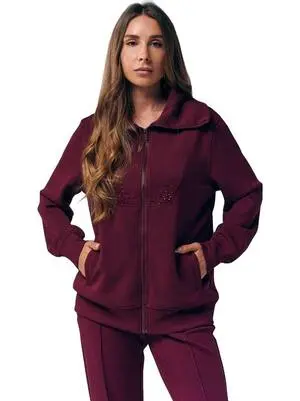 LE FAFO Raven Zip-Up Jacket Burgundy