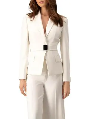 IVONNE Tailored Belted Blazer - Natural