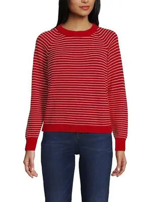 LANDS' END Drifter Jacquard Raglan Crew Neck Sweater