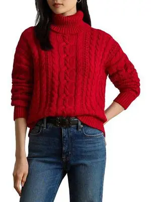 Ralph Lauren Turtleneck Cable Knit Sweater - Ralph Red