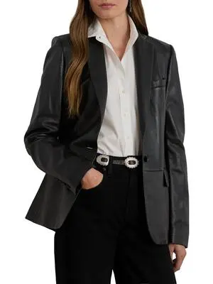 RALPH LAUREN Leather Longline Blazer