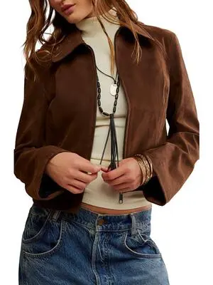 Free People River Faux Suede Jacket - Double Espresso