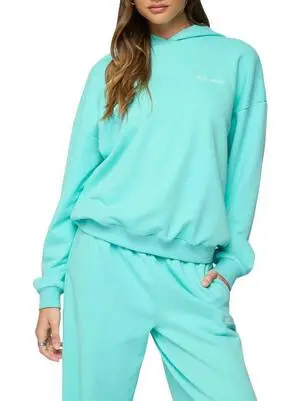 EDIKTED Logo Oversized Hoodie - Aqua