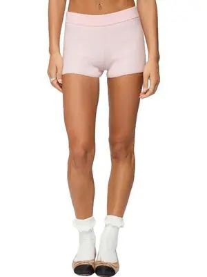 EDIKTED Lorie Ribbed Shorts - Light-pink