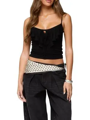 EDIKTED Jezebel Ruffle Camisole - Black