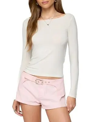 EDIKTED Semi-Sheer Cropped Top