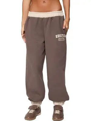 EDIKTED 1980 Logo Sweatpants - Brown
