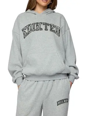 EDIKTED Oversized Camouflage Print Hoodie - Dark-gray-melange