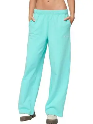 EDIKTED Logo Wide Leg Sweatpants - Aqua