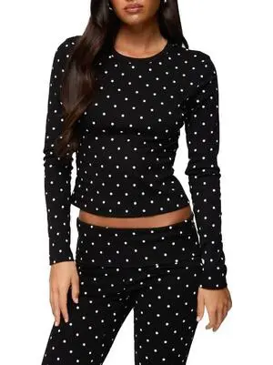 EDIKTED Polka Dot Crop T-shirt - Black