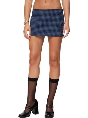 EDIKTED Winsley Gingham Mini Skort - Blue-and-black
