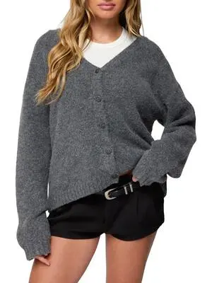 EDIKTED Oversized Button-front Cardigan - Dark-gray