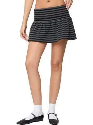 EDIKTED Foldover Waistband Mini Skirt - Black-and-gray