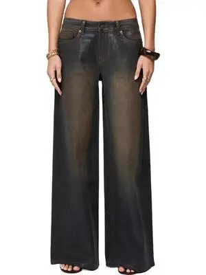 EDIKTED Oversize Wide Leg Jeans - Black-washed
