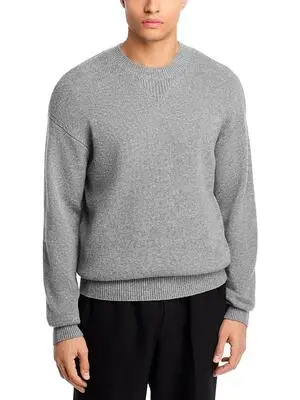 FRAME Crewneck Sweater With Suede Patches Heather Grey