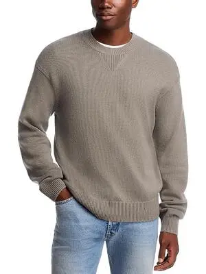 FRAME Crewneck Sweater With Suede Patches Light Taupe