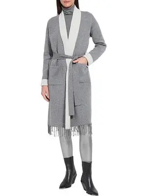 Lyssé Juliette V-neck Cardigan Sweater Coat - Grey/ Light Pewter