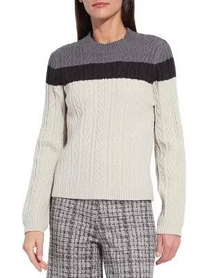 Lyssé Gabriel Crewneck Cable Knit Sweater - Apres Ski Texture