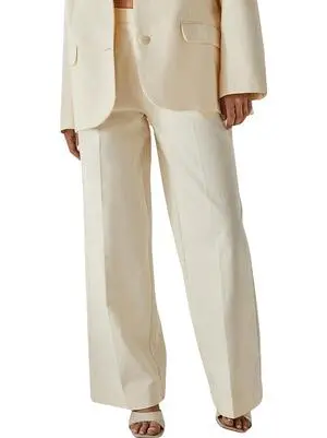Nasty Gal Twill Buckle Tailored Pants - Cream