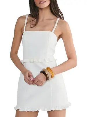 Nasty Gal Ruched Strap Ruffle Tailored Mini Dress - White